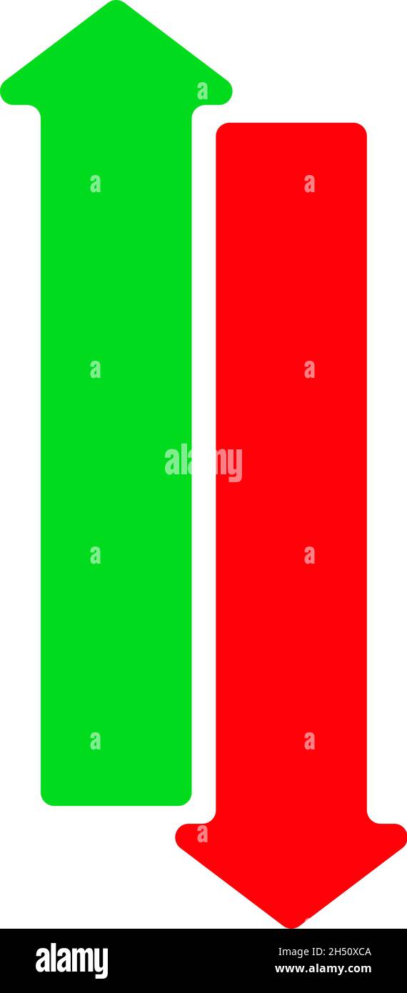 Green and red up and down arrow. Arrow pointing upwards, downwards ...