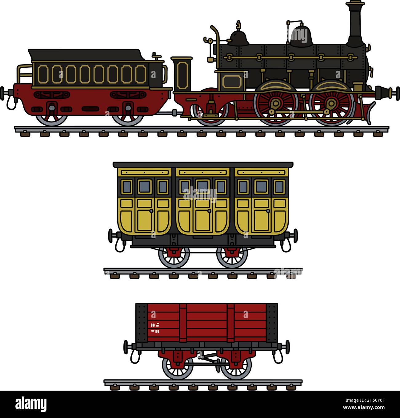 Hand drawing of a historical steam train Stock Vector Image & Art - Alamy