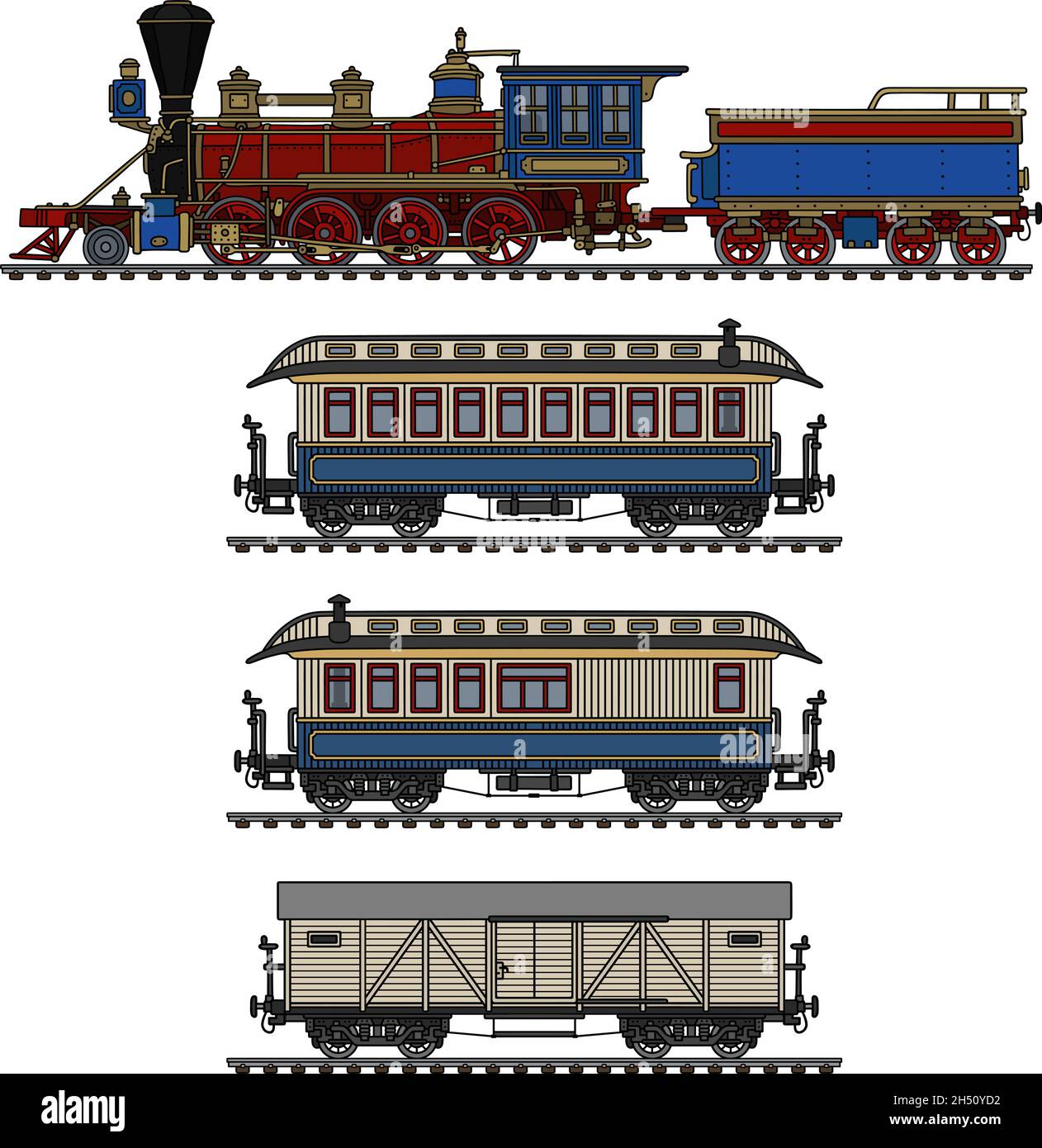 Old american steam locomotive Stock Vector Images - Alamy