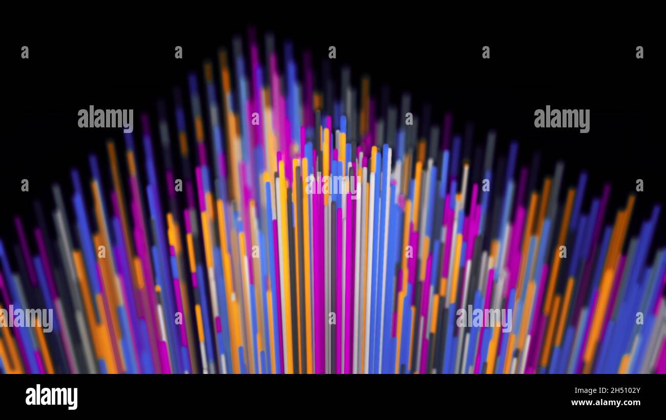 Abstract growing and flashing neon tubes isolated on black background ...