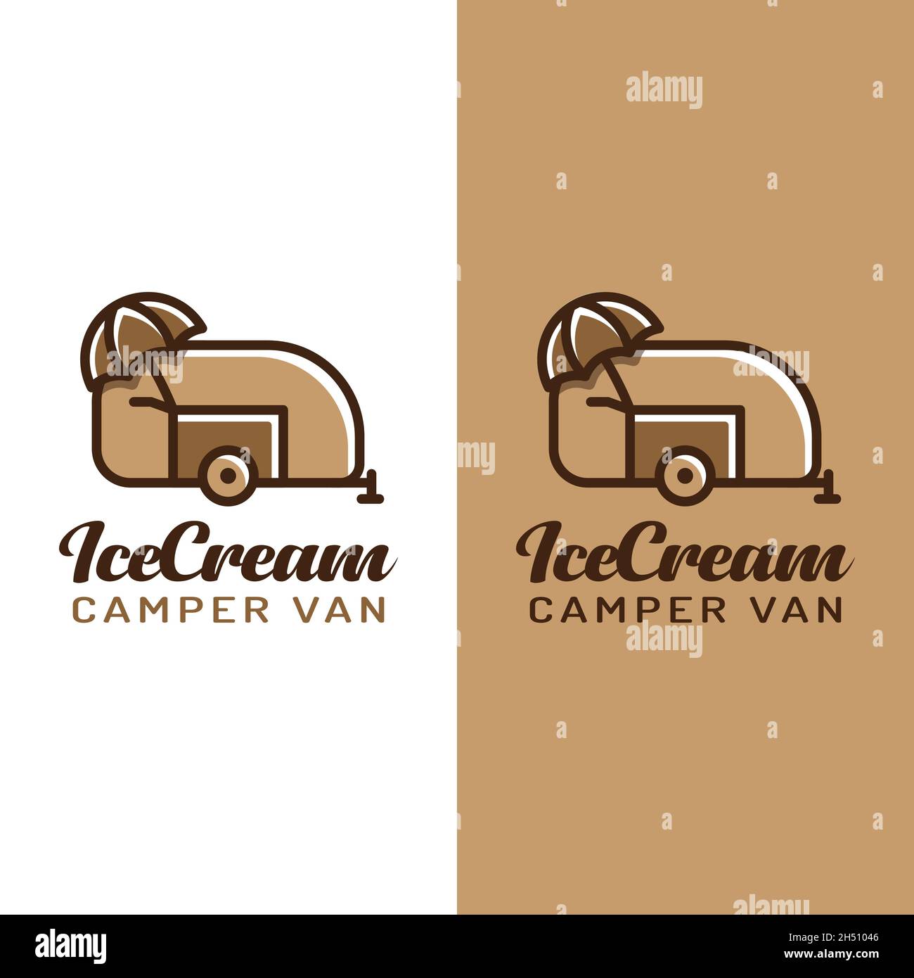 Ice Cream Cart and Camper Van Logo Design Template. Suitable for mobile ...