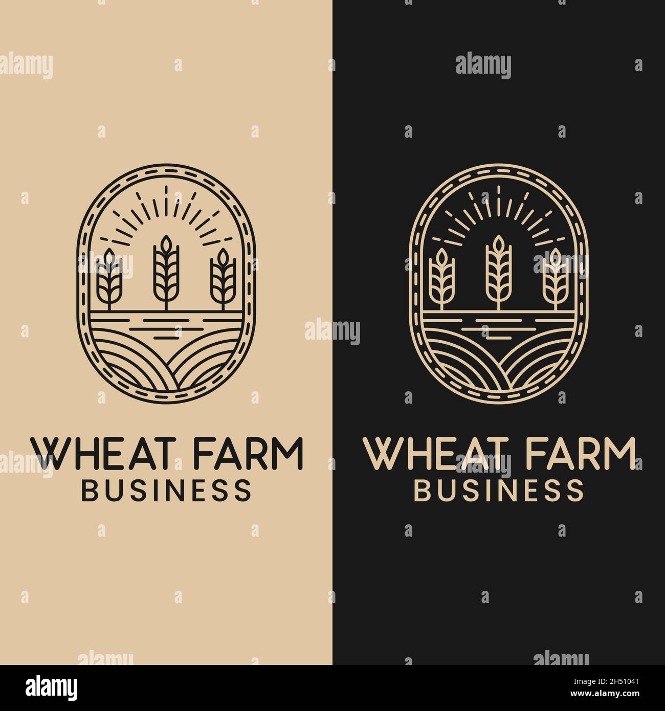 Wheat Rice Grain Farm Land Agriculture Linear Line Outline Luxury ...