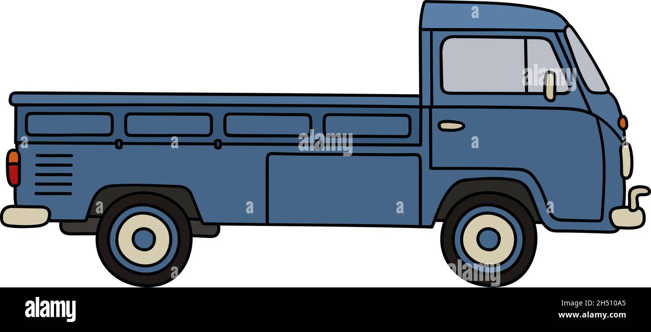 Hand drawing of a retro blue small delivery vehicle Stock Vector Image ...