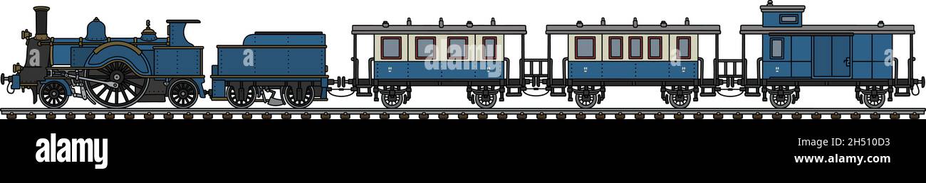 Hand drawing of a vintage blue steam train Stock Vector Image & Art - Alamy