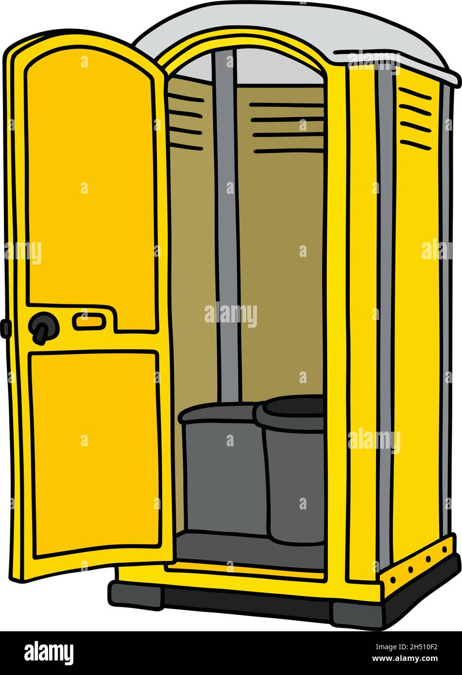 Hand drawing of a yellow plastic opened mobile toilet Stock Vector ...