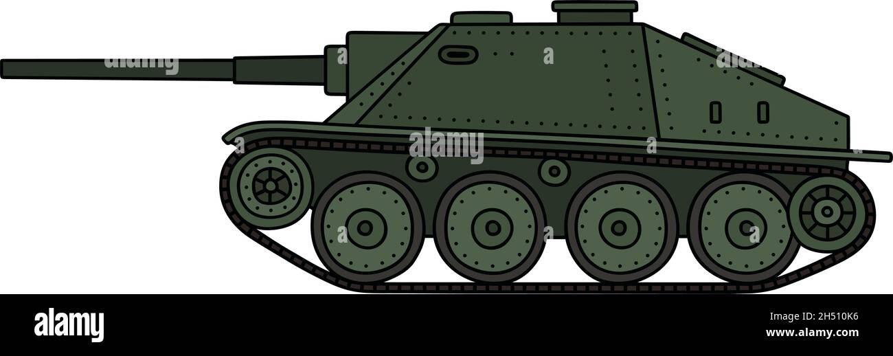 Hand drawing of a vintage green tank destroyer Stock Vector Image & Art ...