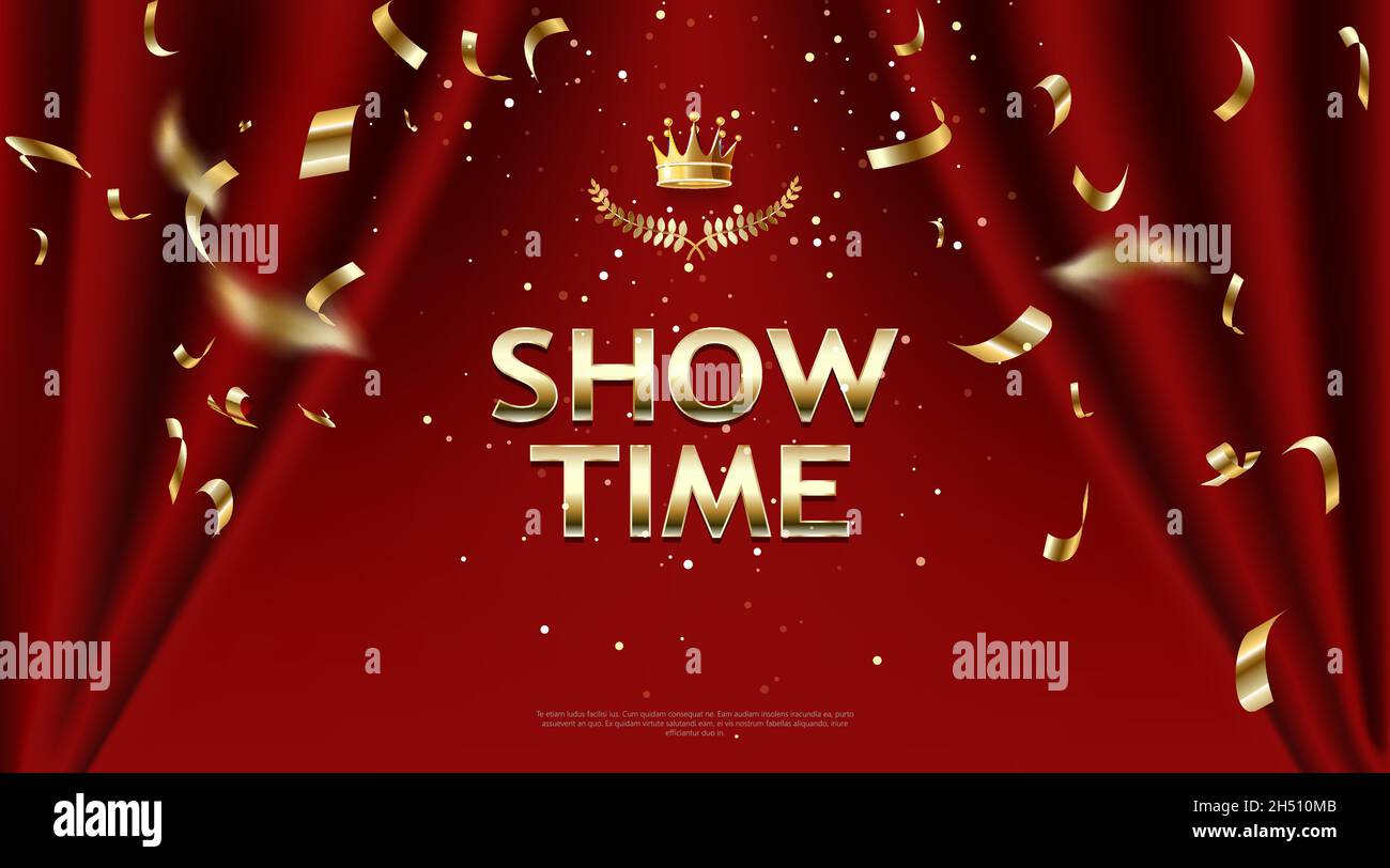 show time, red curtain frame with backlight, vector illustration Stock ...