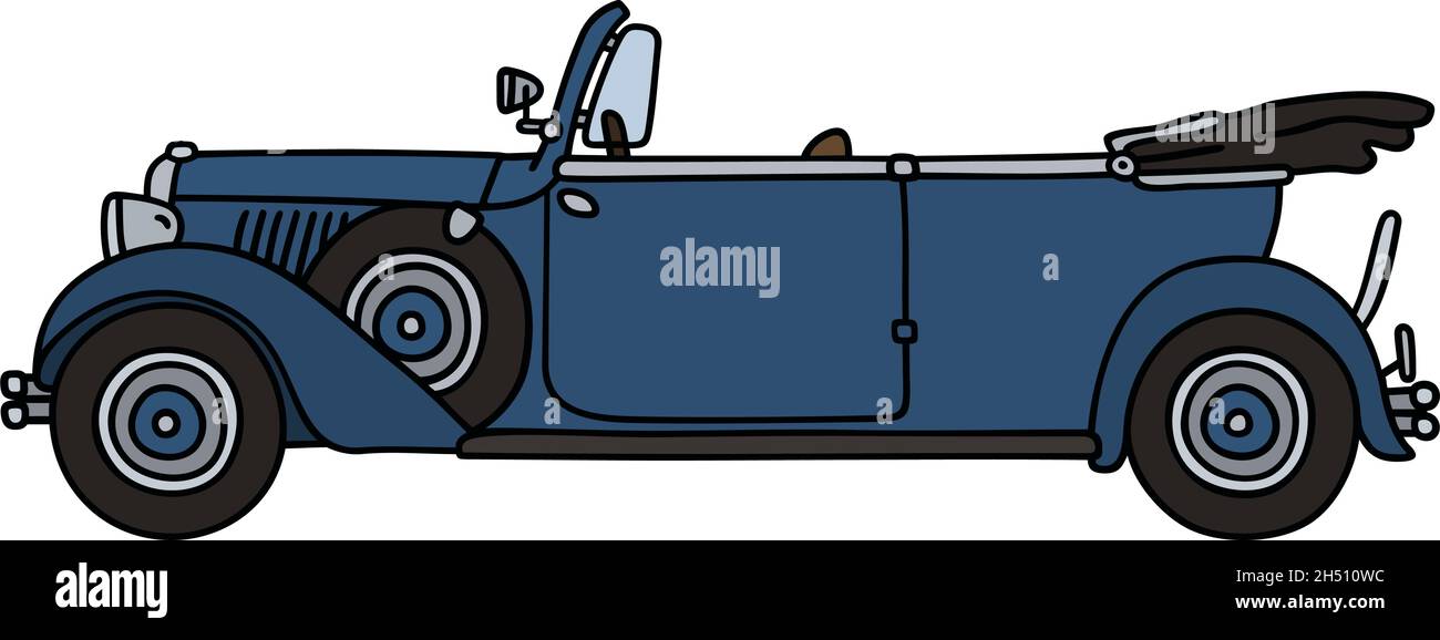 Hand drawing of vintage blue convertible Stock Vector Image & Art - Alamy