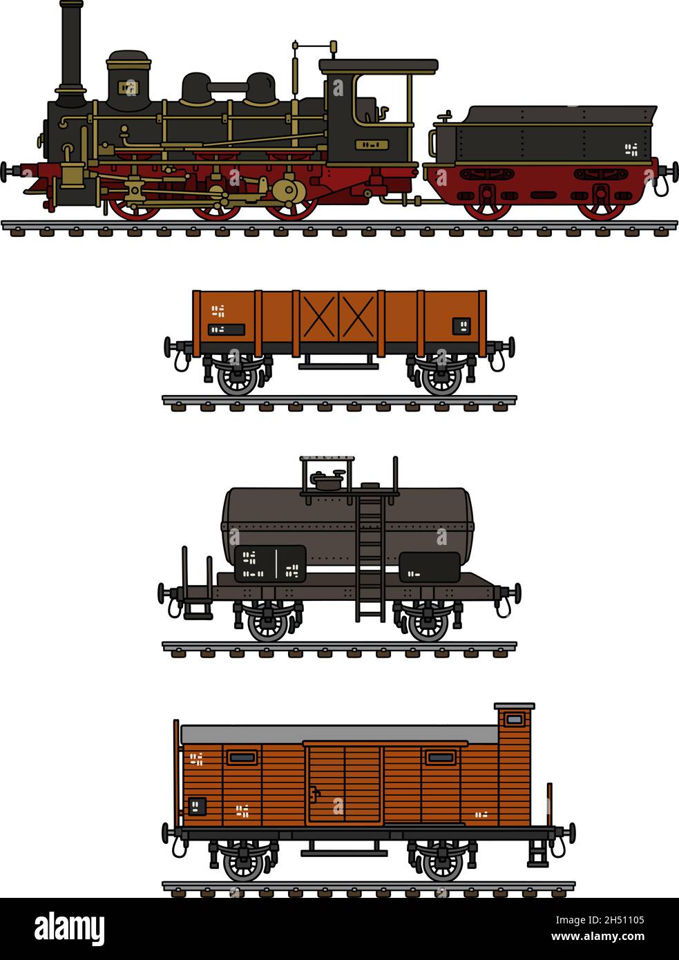 Hand drawing of a vintage freight steam train Stock Vector Image & Art ...