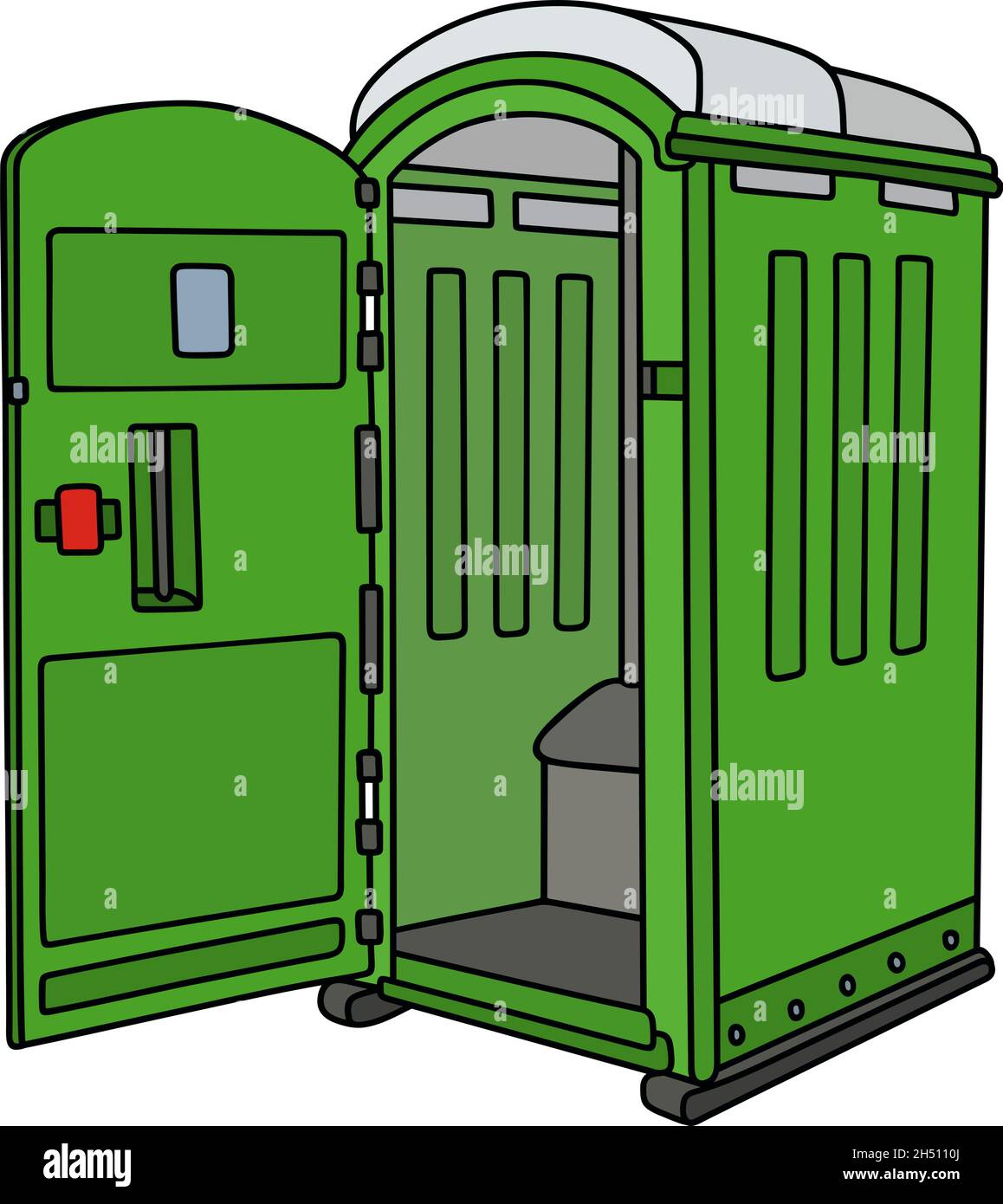 Hand drawing of a green plastic opened mobile toilet Stock Vector Image ...