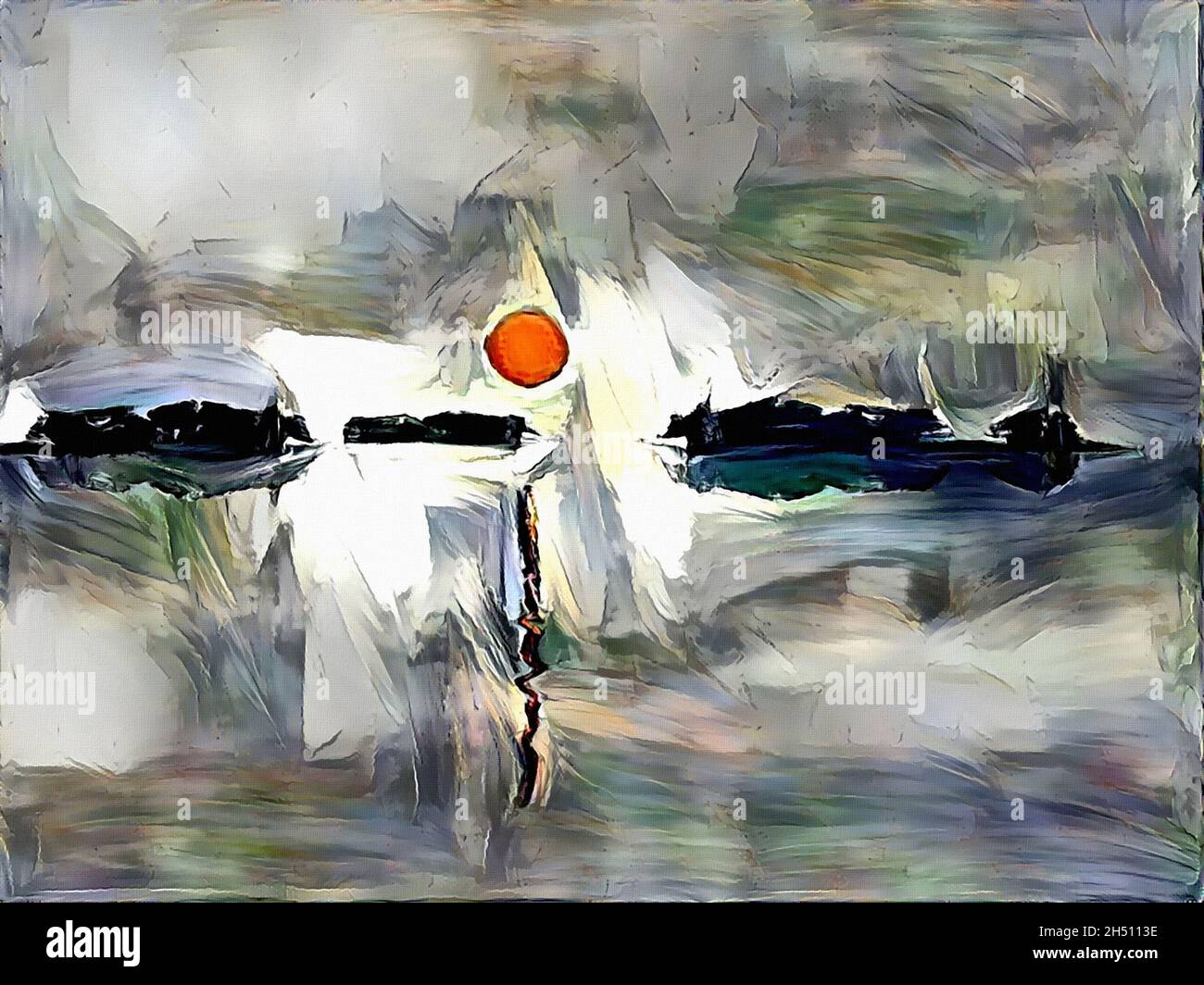 Red sunset abstract painting. 3D rendering Stock Photo - Alamy