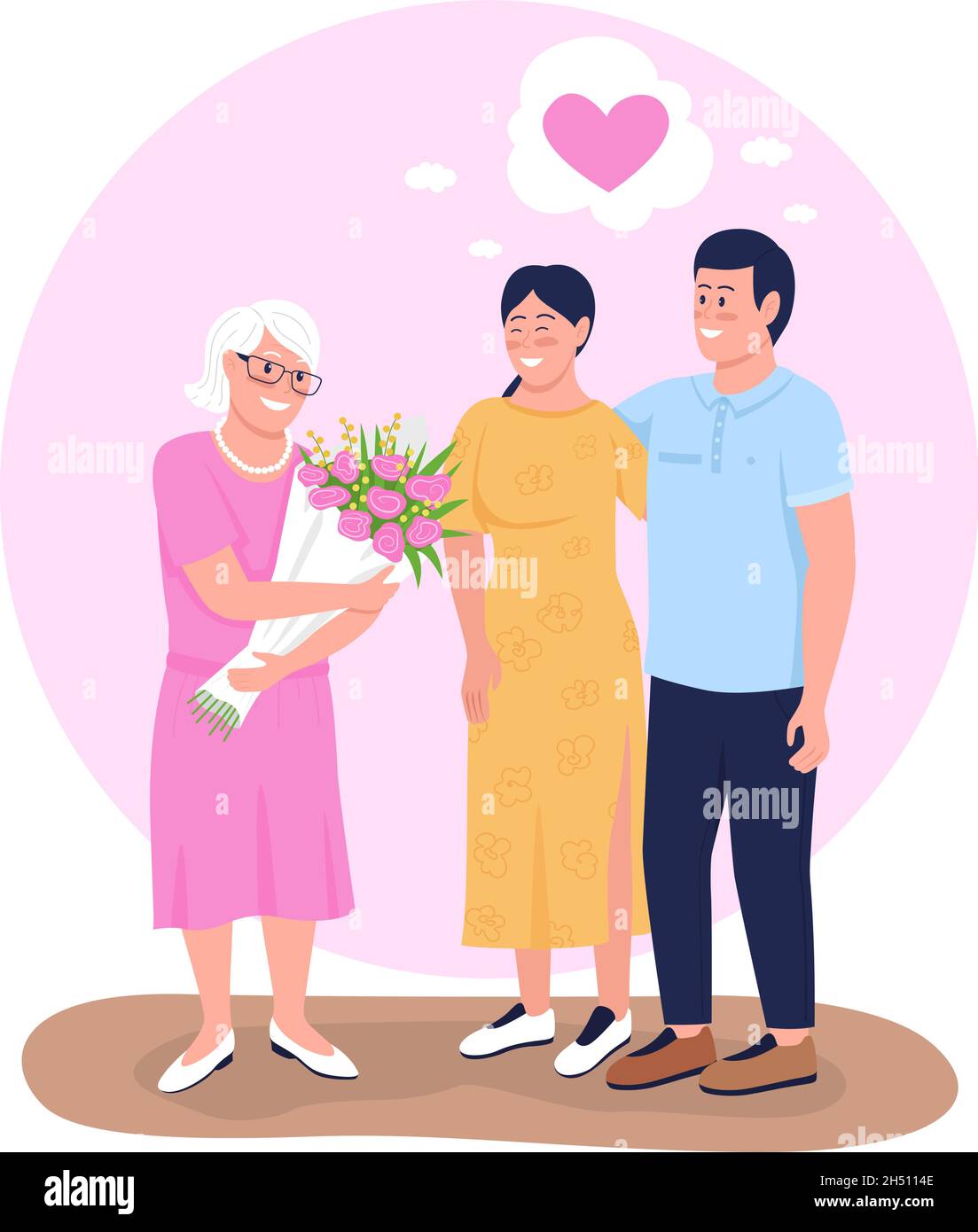 Happy mother day 2D vector isolated illustration Stock Vector Image ...