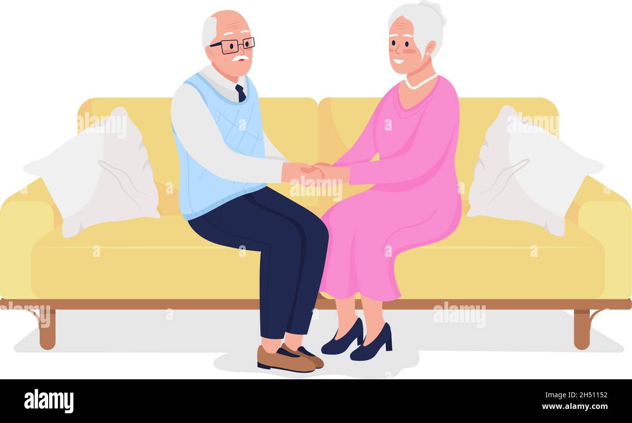 Old couple holding hands semi flat color vector characters Stock Vector ...