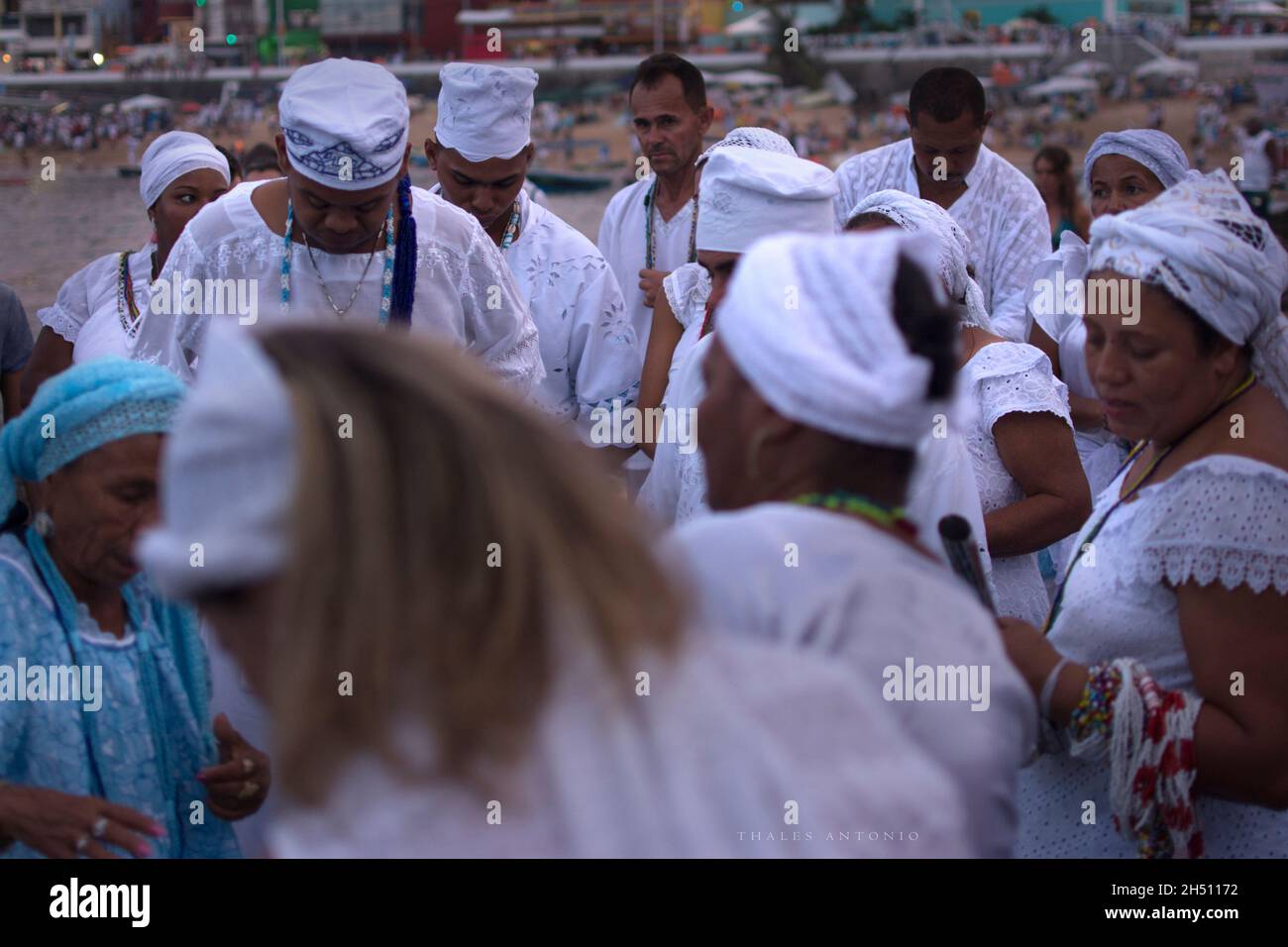 Member of the candomble religion participates in a party in honor of ...