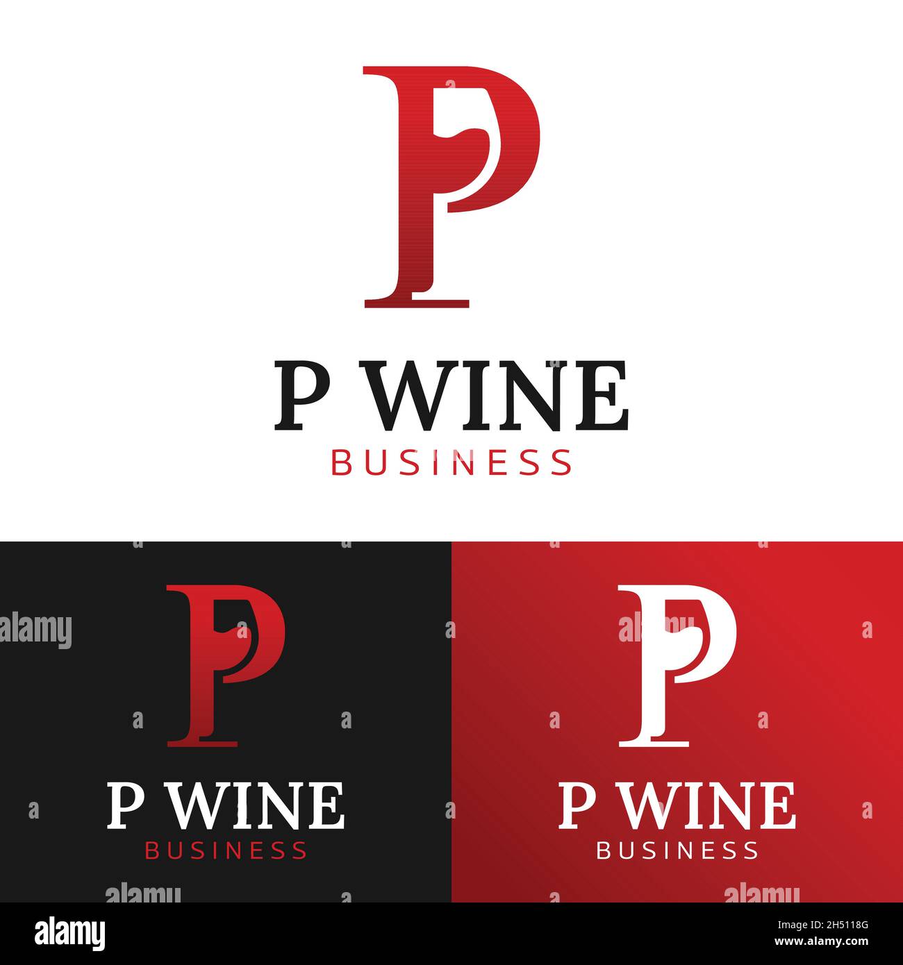 Letter Initial P Wine Glass Logo Design Template. Suitable for Bar ...