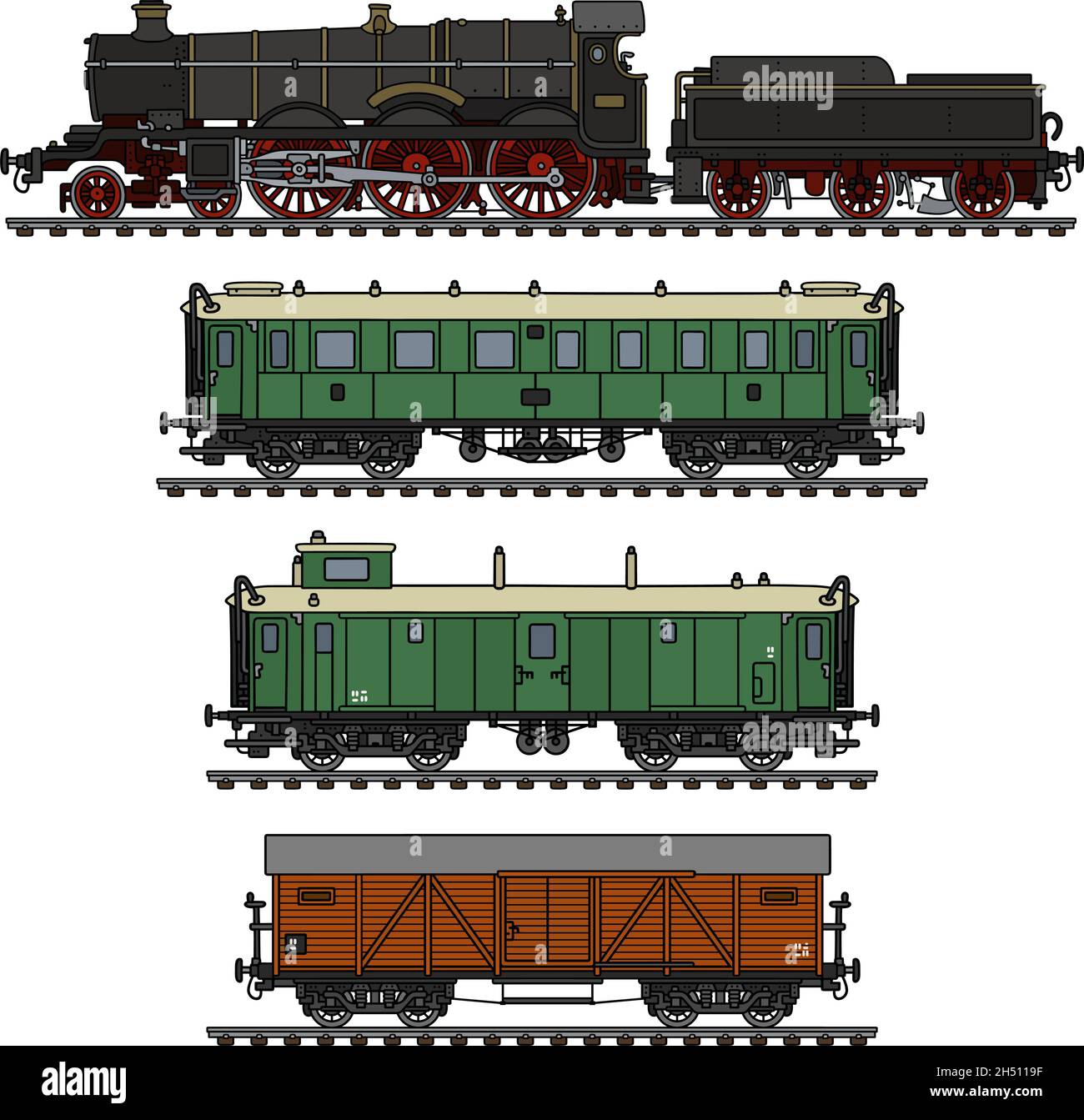 Hand drawing of a vintage steam train Stock Vector Image & Art - Alamy