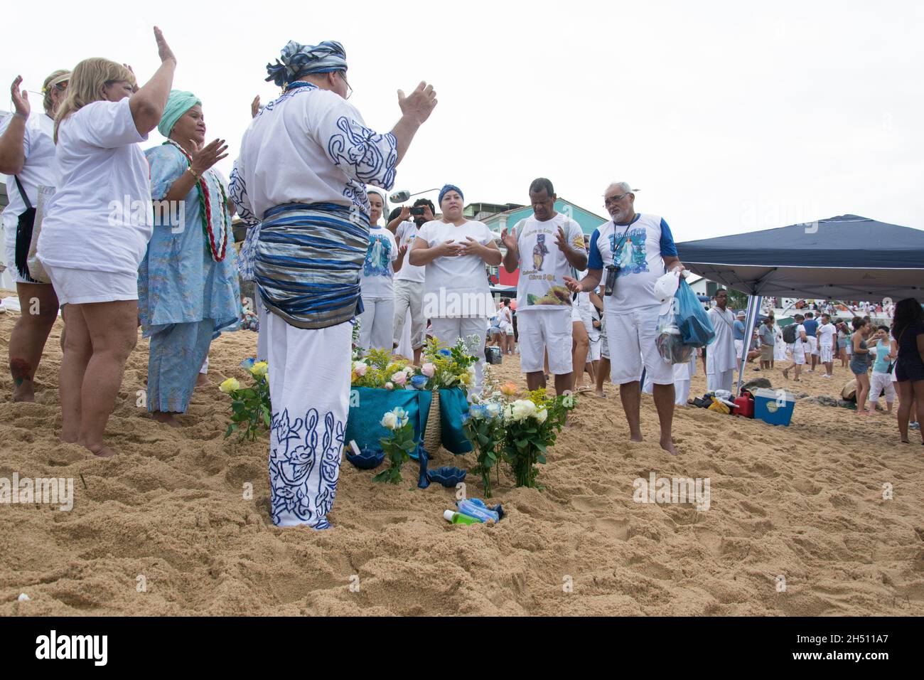 Member of the candomble religion participates in a party in honor of ...