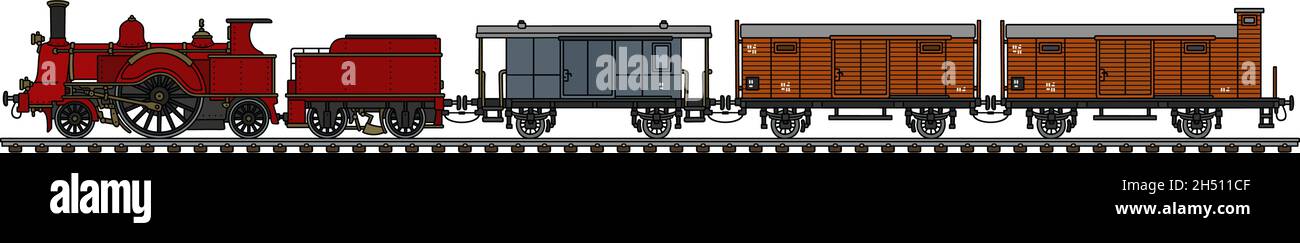 Hand drawing of a vintage steam freight train Stock Vector Image & Art ...