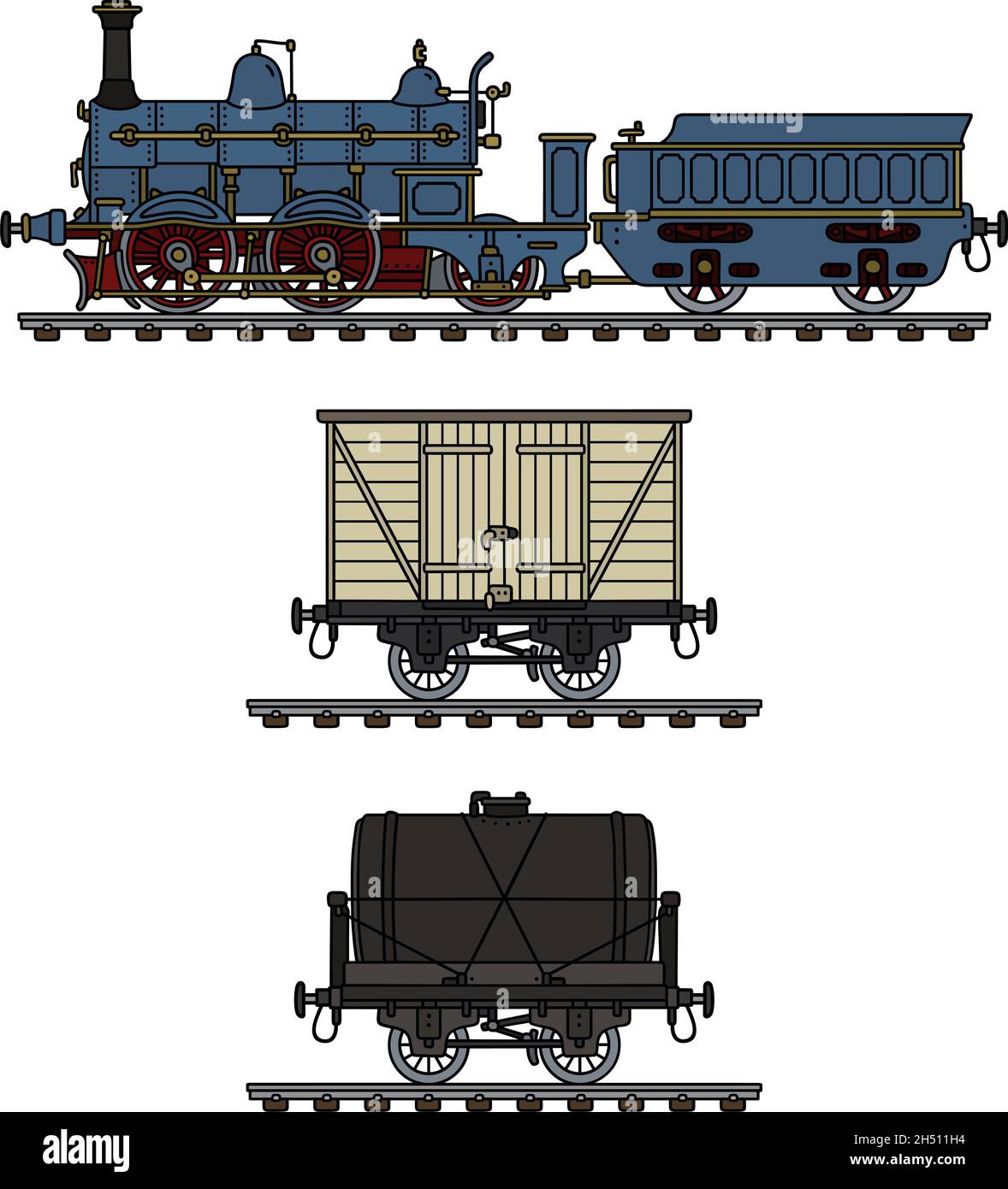 Hand drawing of a historical steam train Stock Vector Image & Art - Alamy
