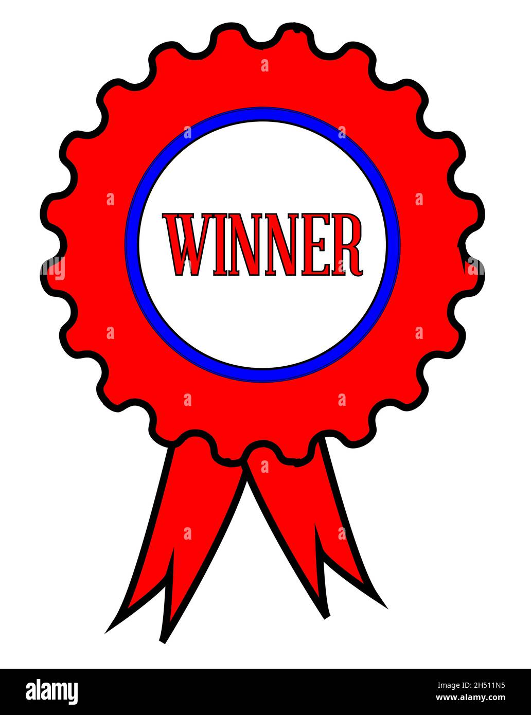 A red rosette with the legend Winner set over s white background Stock ...
