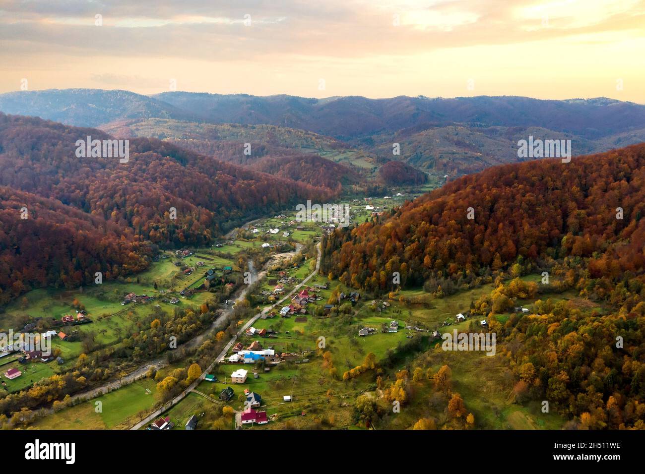 Aerial small valley between hills hi-res stock photography and images ...