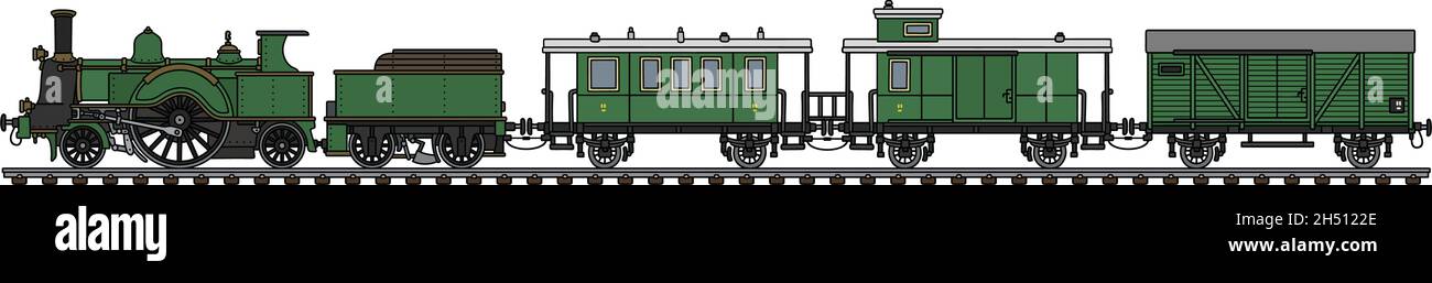 Hand drawing of a vintage green steam train Stock Vector Image & Art ...