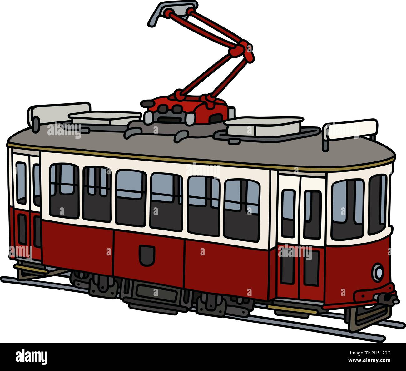Hand drawing of a vintage electric tramway Stock Vector Image & Art - Alamy