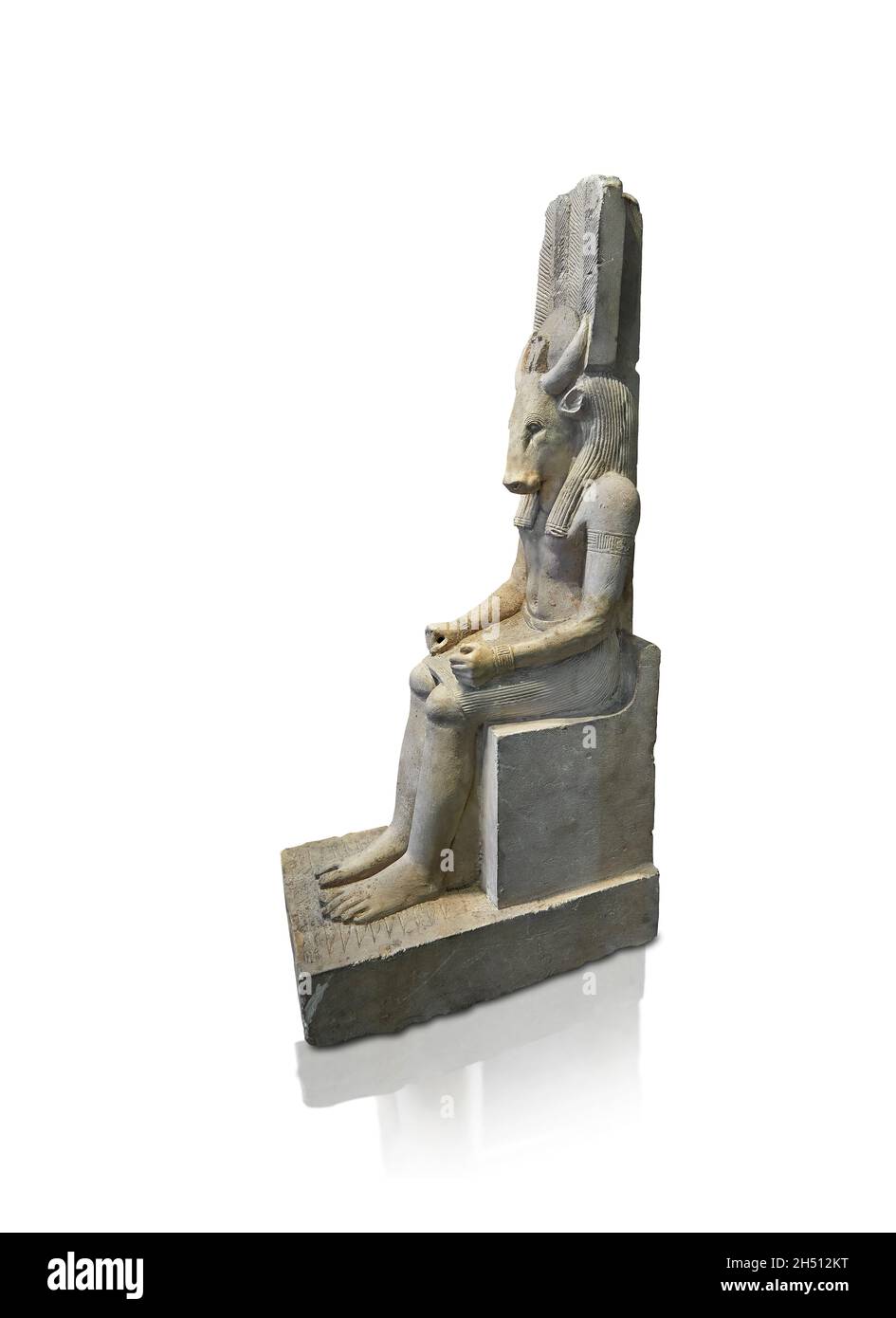 Egyptian statue sculpture of god Montou with a bulls head, 332-30 BC ...