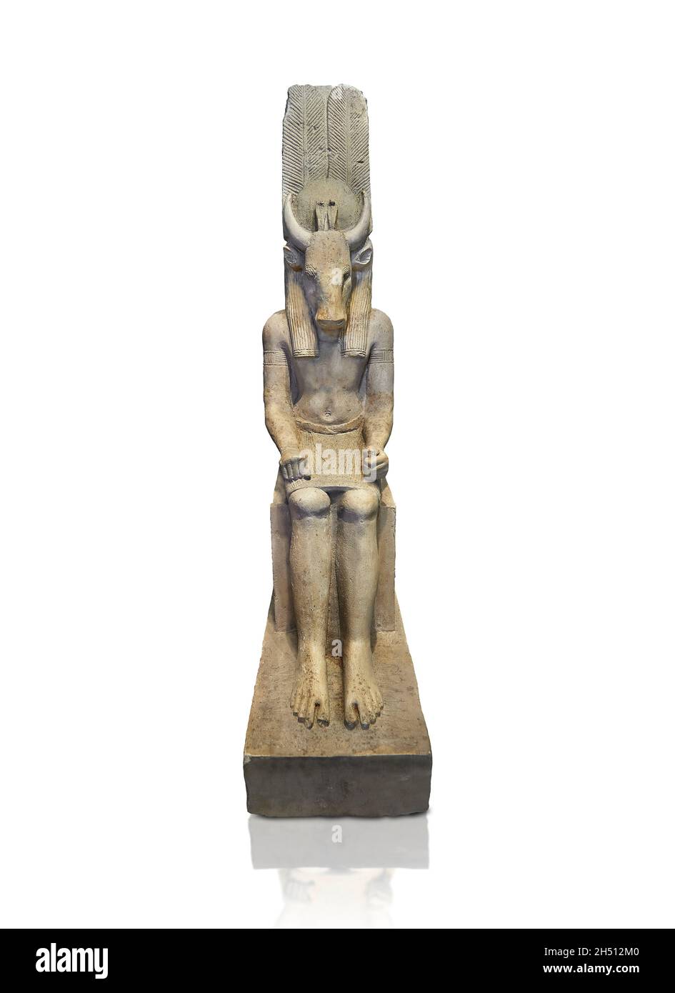 Egyptian statue sculpture of god Montou with a bulls head, 332-30 BC ...