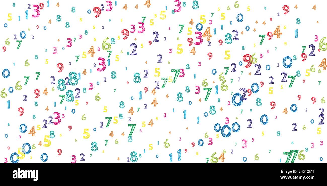 Falling colorful orderly numbers. Math study concept with flying digits ...