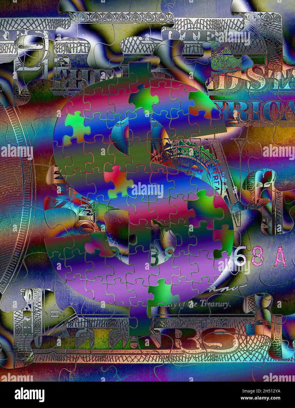 Dollar puzzle art. 3D rendering Stock Photo - Alamy
