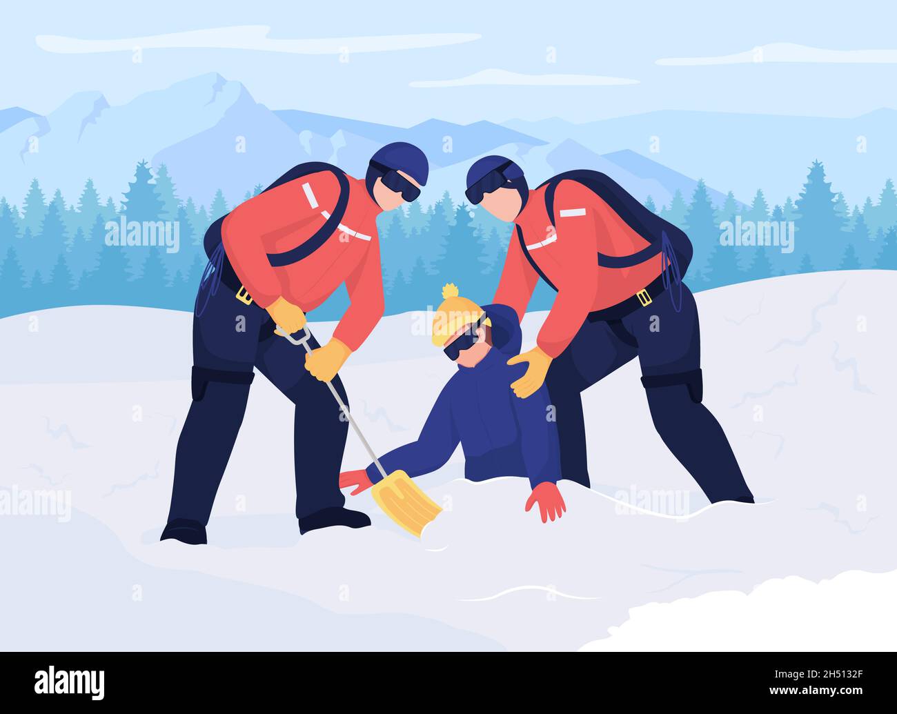 Skiing accident illustration Stock Vector Images - Alamy