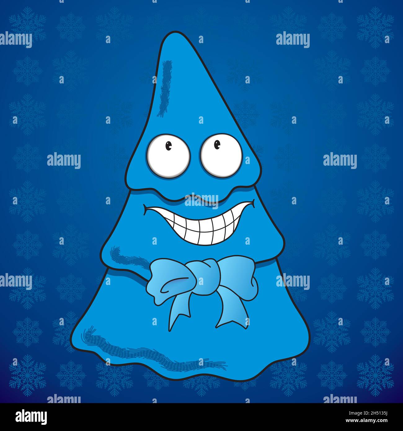 Funny Christmas tree. Cheerful, happy, cute christmas pine tree ...