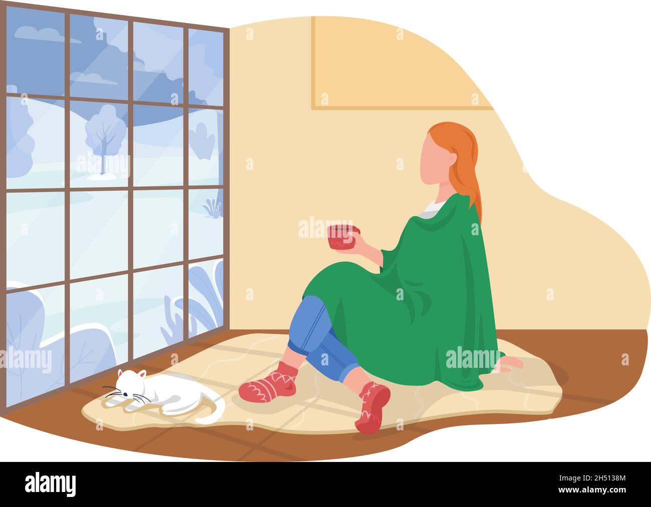 Cozy mood at home 2D vector isolated illustration Stock Vector Image & Art - Alamy