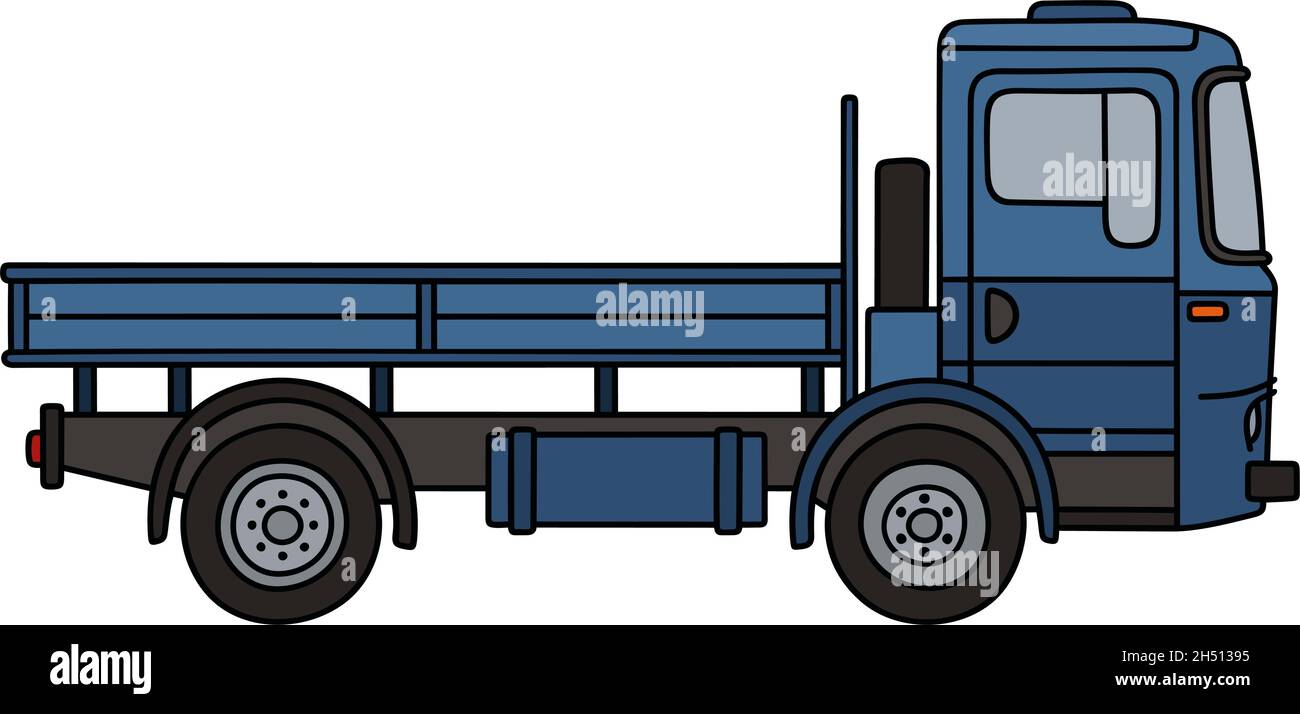 Hand drawing of a classic blue flatbed truck Stock Vector Image & Art ...