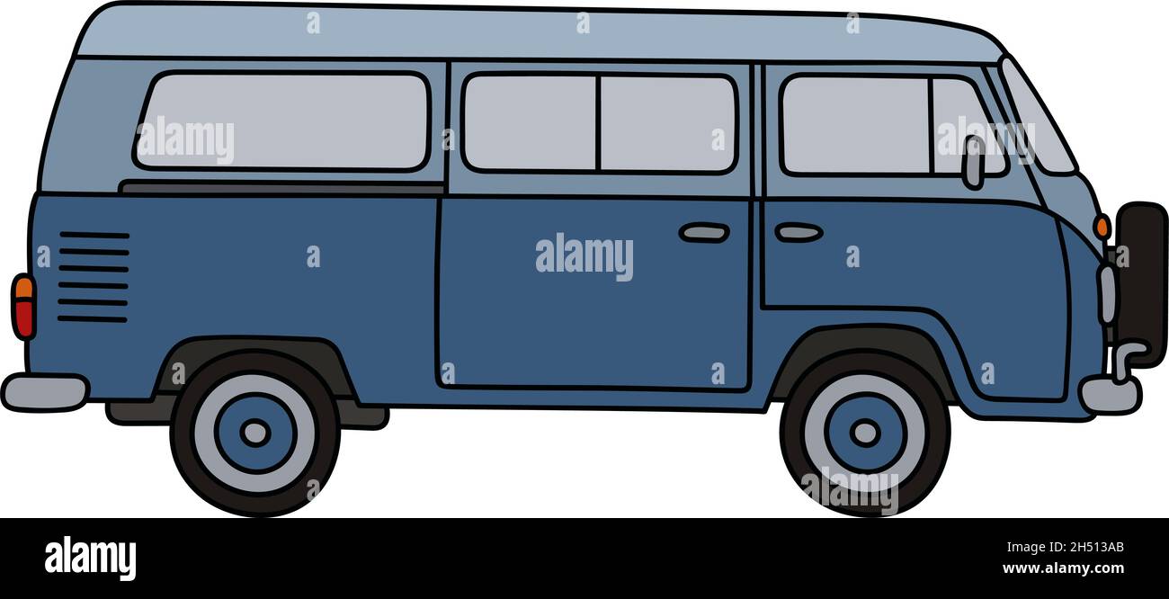 Hand drawing of a classic blue minivan Stock Vector Image & Art - Alamy