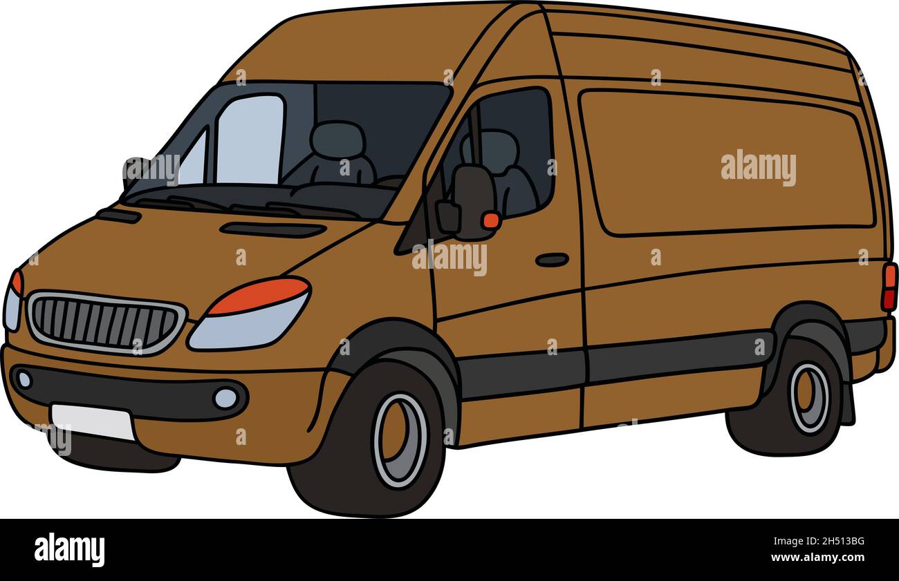 Hand drawing of a brown big van - not a real type Stock Vector Image ...