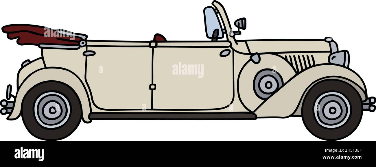 Hand drawing of a vintage cream big convertible Stock Vector Image ...