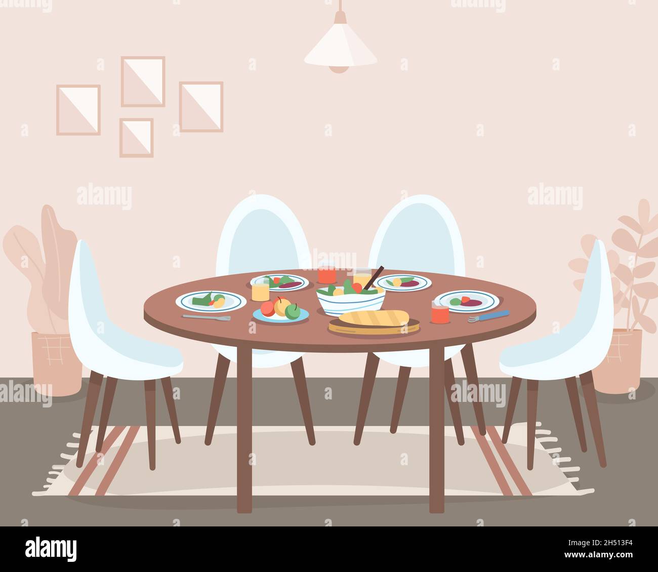 Dining room flat color vector illustration Stock Vector Image & Art - Alamy