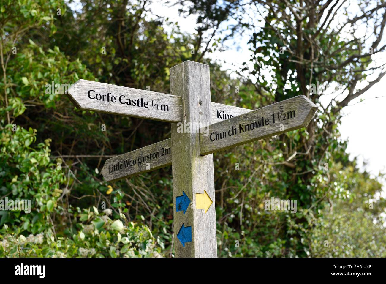 Sign Post Corfe Village Dorset England uk Stock Photo - Alamy