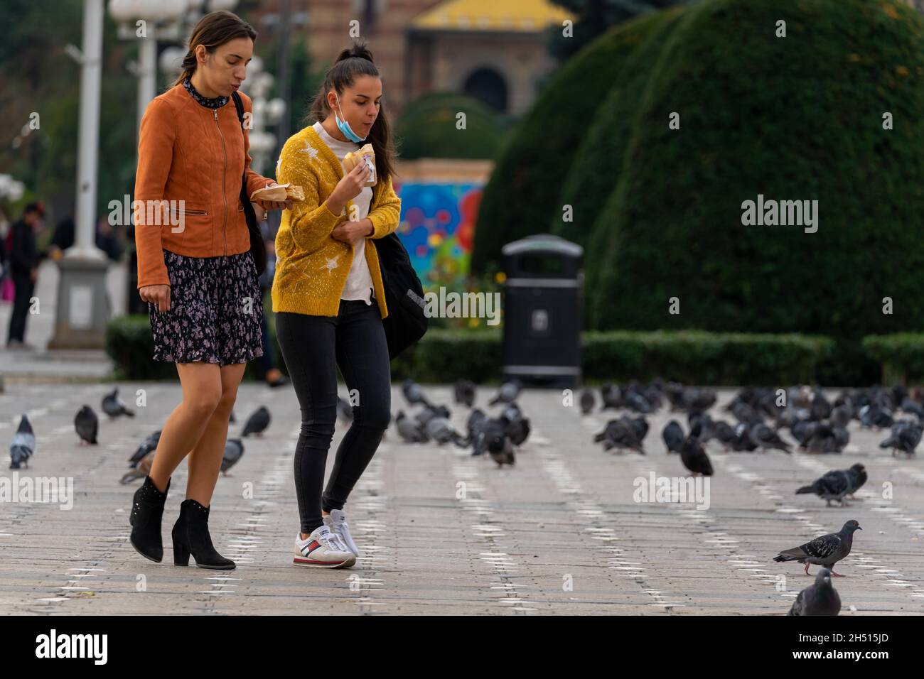Timisoara, Romania - October 06, 2021: Woman walking on the street ...