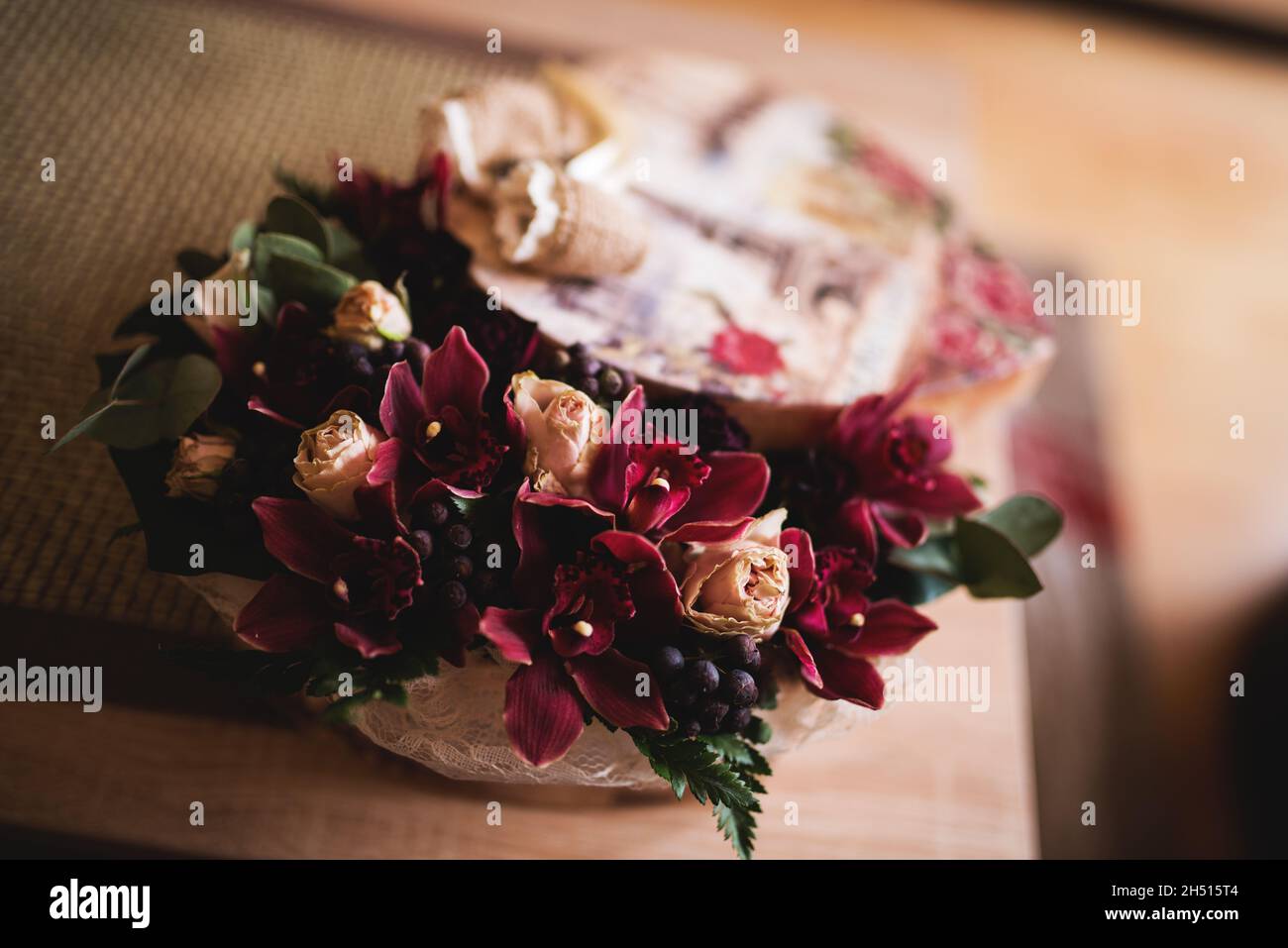 Flowers decoration box roses bloom present Stock Photo - Alamy