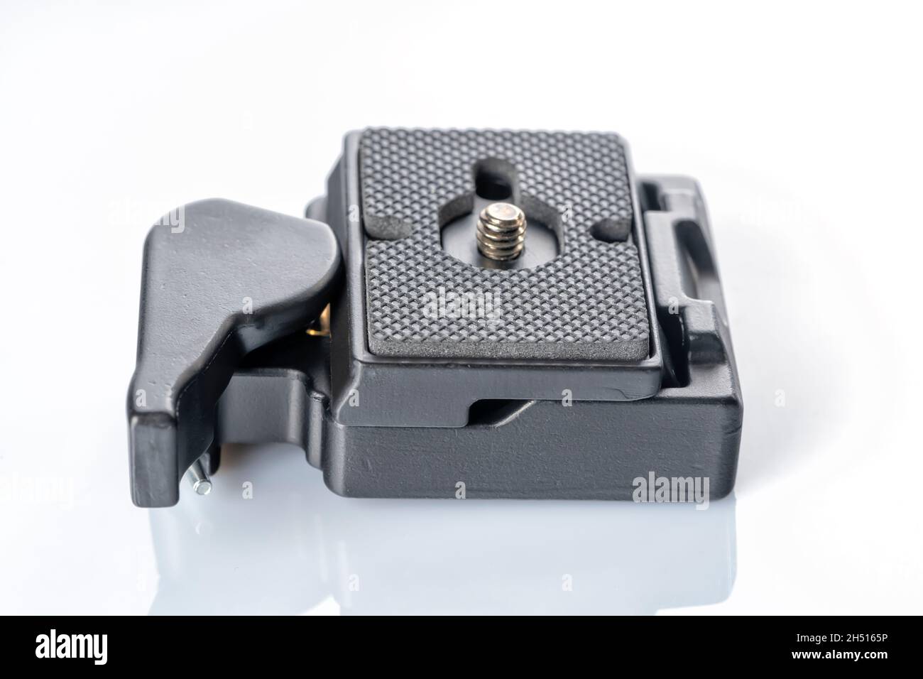 Quick Release Plate for photographic camera tripods isolated on white ...