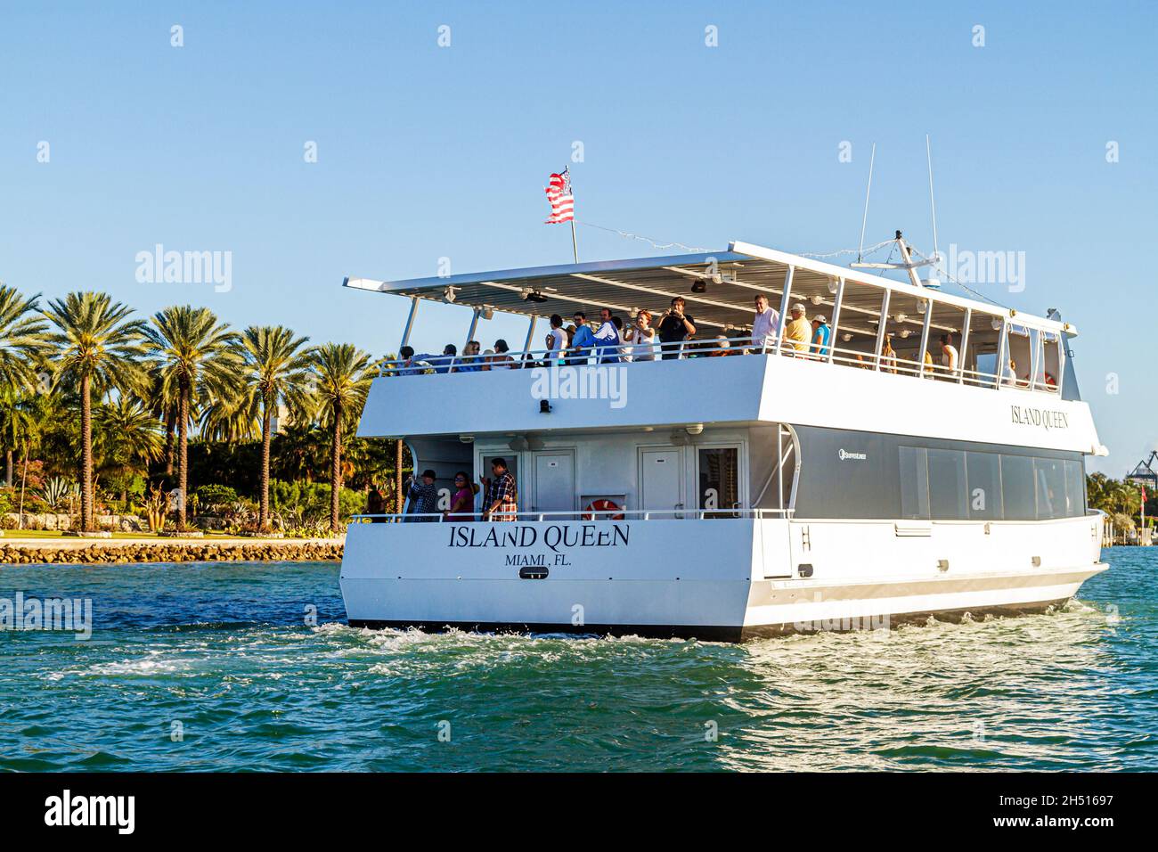 Miami Beach Florida,Biscayne Bay Island Queen tour boat Star Island ...