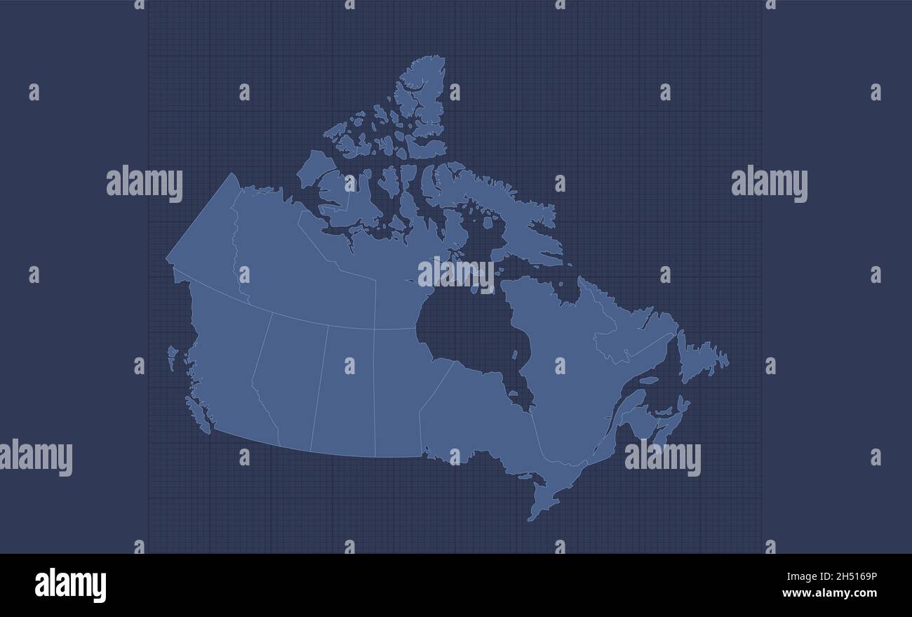 Canada map, separate regions, infographics blue flat design, blank ...