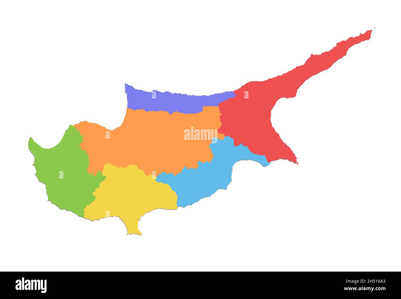 Cyprus map, administrative division, separate individual regions, color ...