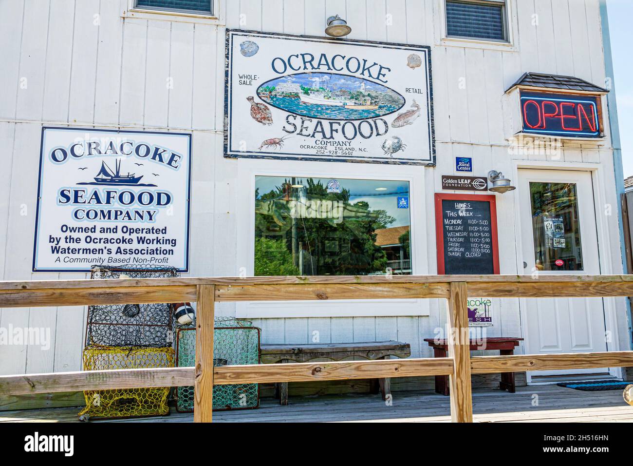 Ocracoke seafood company fishmonger sign exterior outside entrance ...