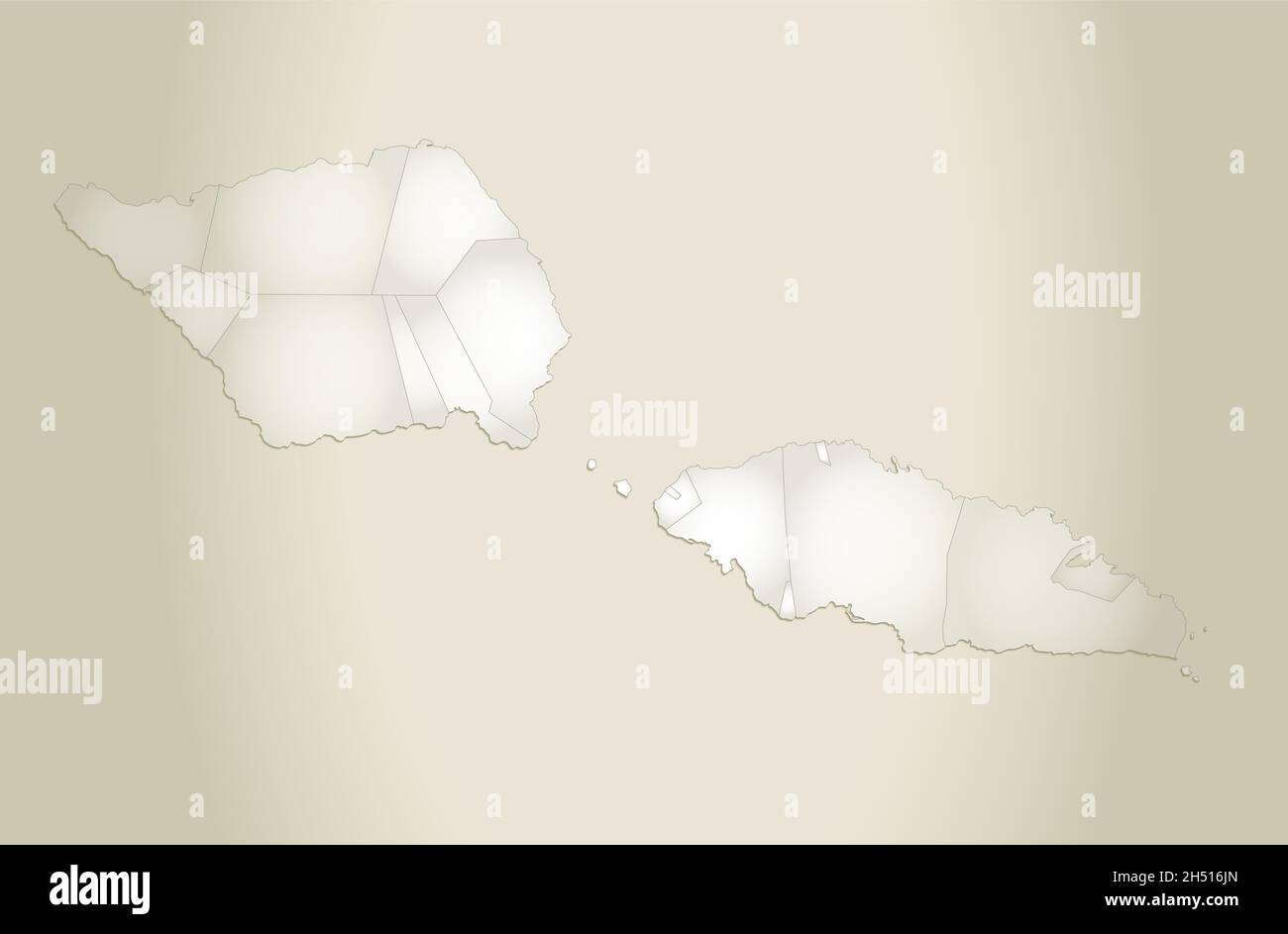 Samoa map, administrative division with names, old paper background ...