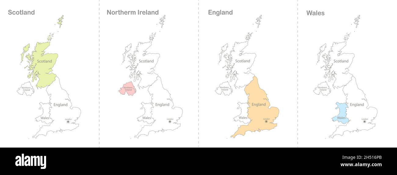 Map of United Kingdom divided to administrative divisions vector Stock ...