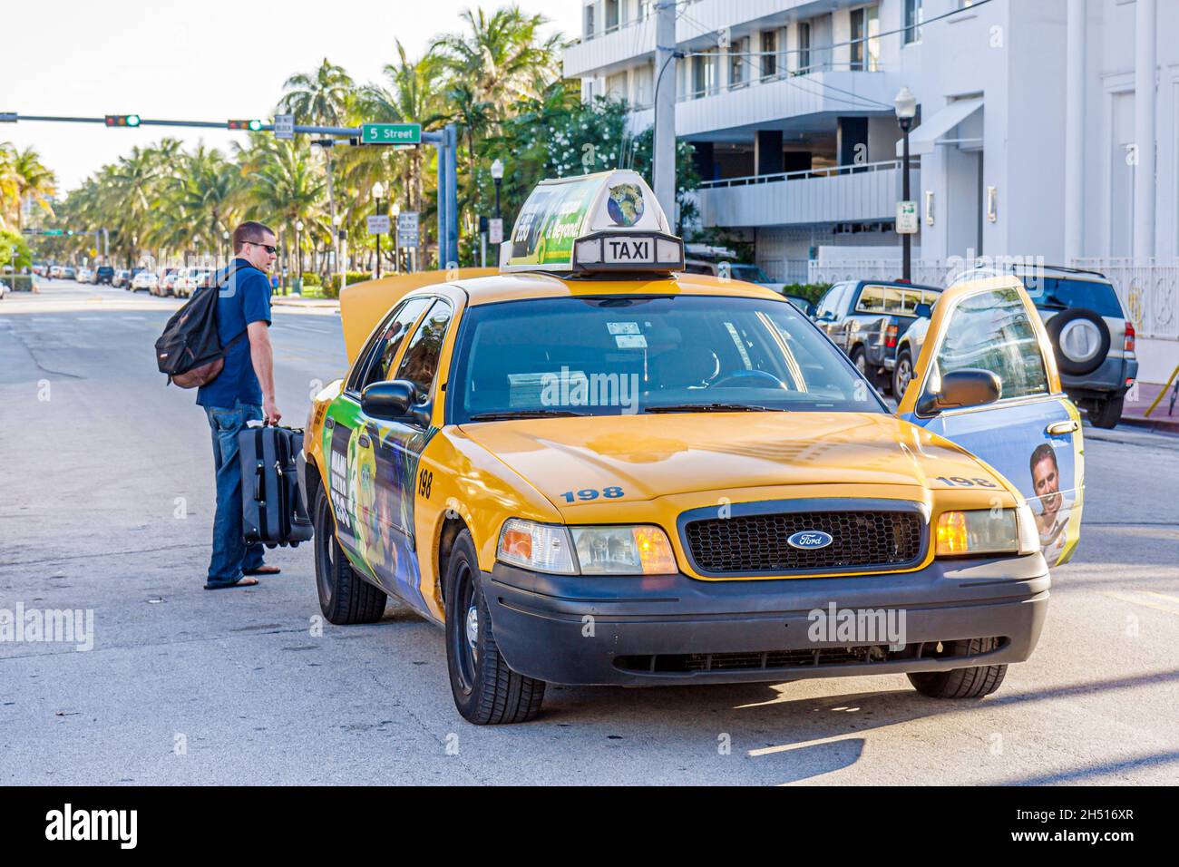 Yellow cab taxi in miami hi-res stock photography and images - Alamy